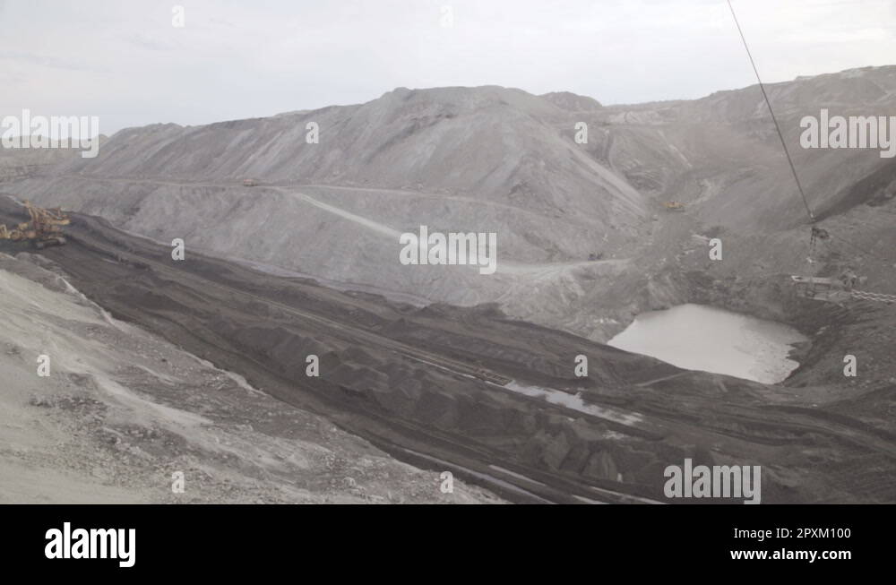 Open pit mining, development of trench excavator dragline Stock Video ...