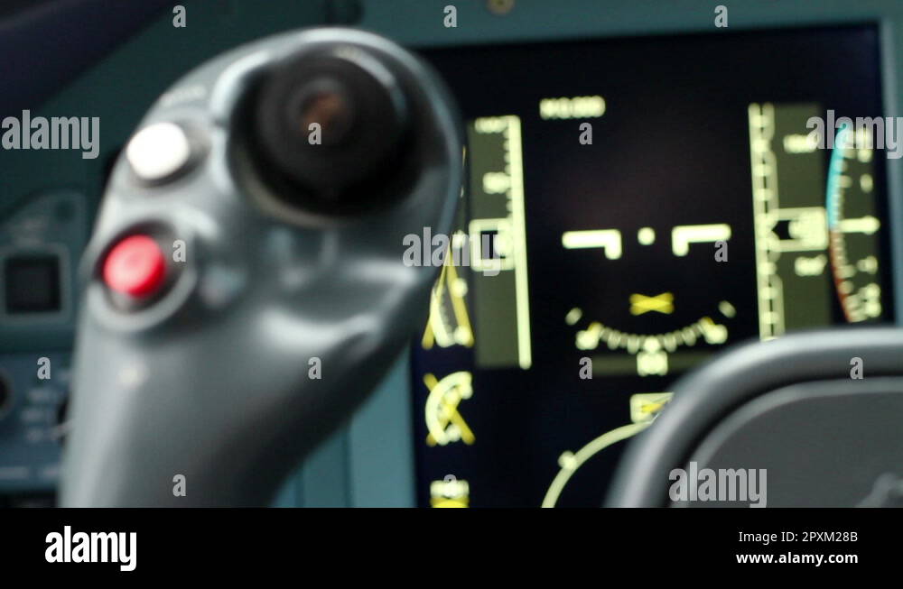 Aircraft building. View inside the cockpit of a passenger plane Stock ...