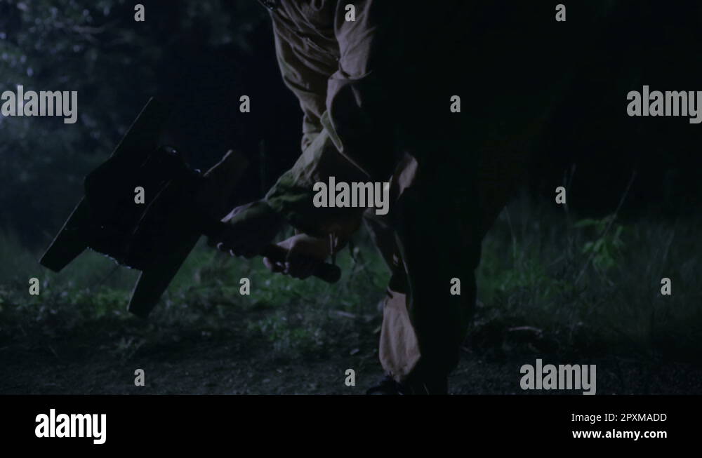 Soviet commando lays the explosives. World war II. The reconstruction ...