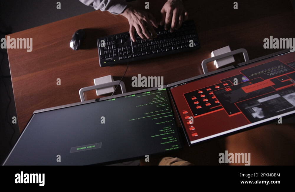 Hacker Hands At Night Typing On A Computer Keyboard Hacking Secret
