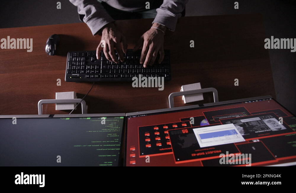 Hacker Hands At Night Typing On A Computer Keyboard Hacking Secret