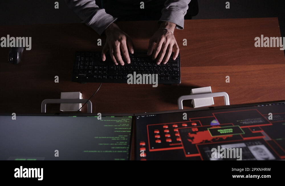 Hacker Hands At Night Typing On A Computer Keyboard Hacking Secret