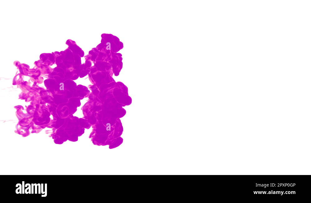 violet ink drop in water on a white background for effects. 3d render ...