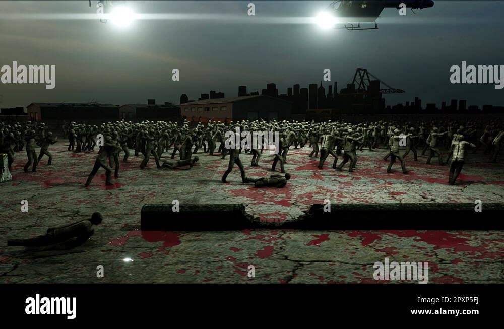 horror zombie crowd walking. Apocalypse view, concept. Realistic 4K ...