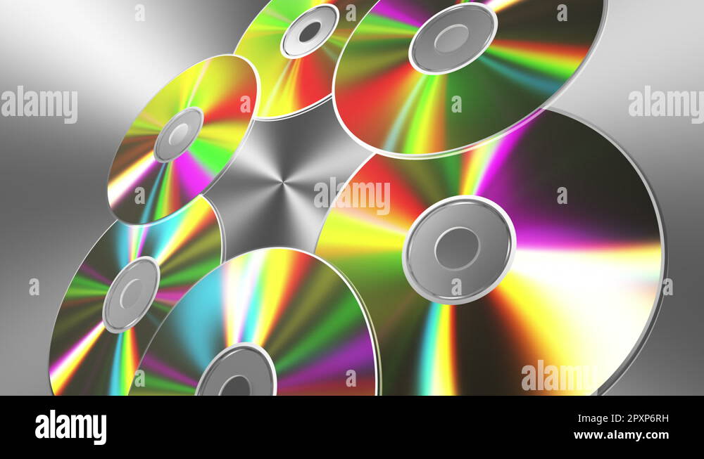 Rotating CD-DVD Discs Over Metal Background. 4K. 3840x2160. Seamless ...