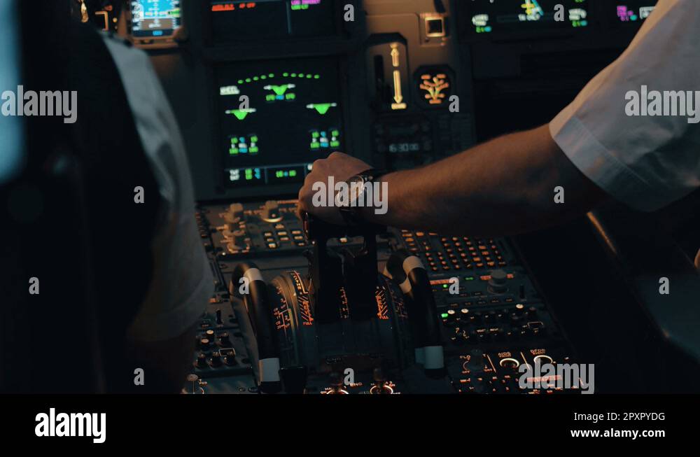 Close shot of cabin interior of Airbus A319 A320 A321. Flight deck and ...