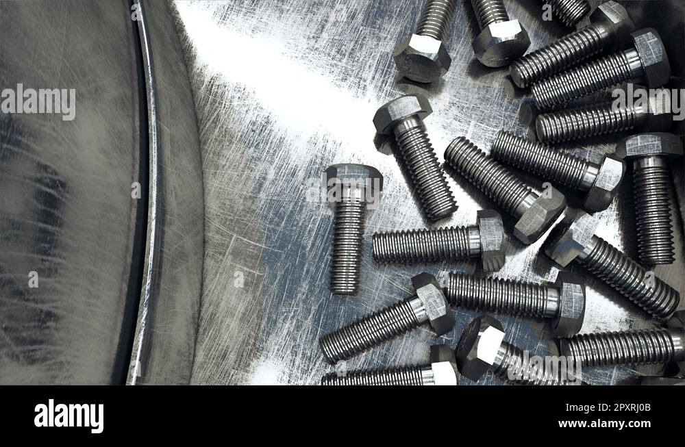 Process of production of bolts. Industrial concept. Factory equipment ...