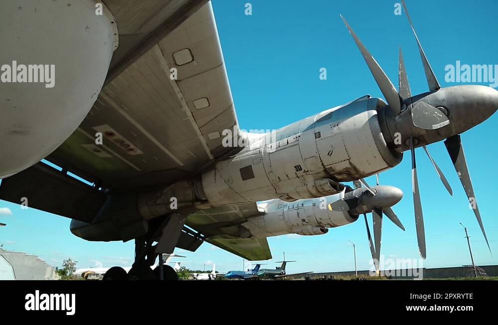 Wing of old propeller-driven aircraft Stock Video Footage - Alamy