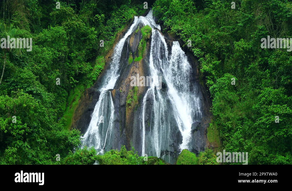 Beautiful Waterfall inside forest. Waterfalls at Santa Rosa de Cabal ...