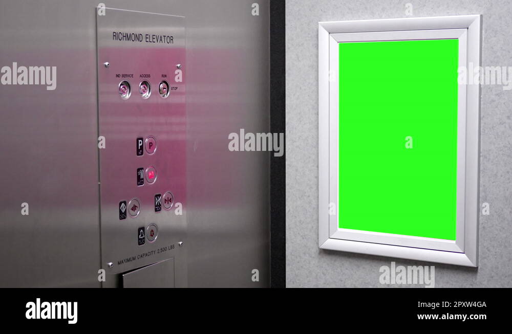 Motion of green billboard for your ad inside elevator with 4k ...