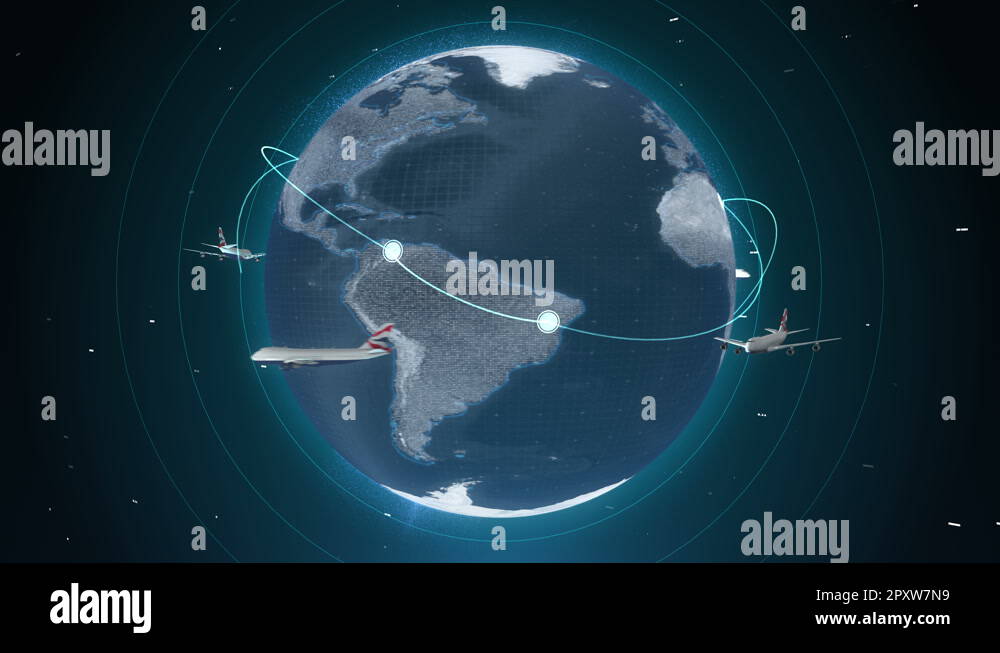 Animated Globe and Flying Airplanes Stock Video Footage - Alamy