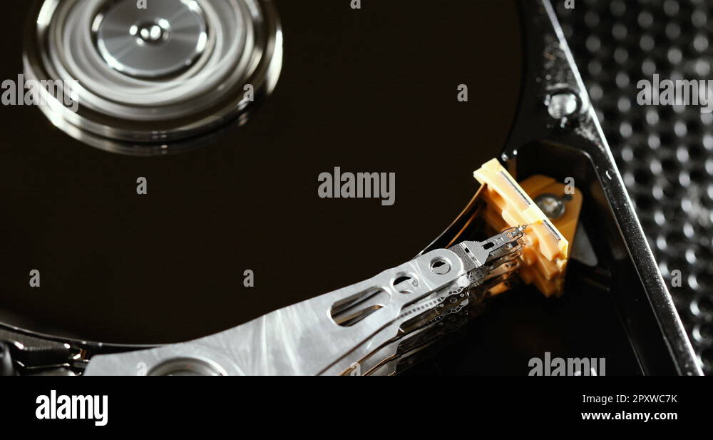 HDD failure. The internal structure of the hard disk. Recorder close-up ...