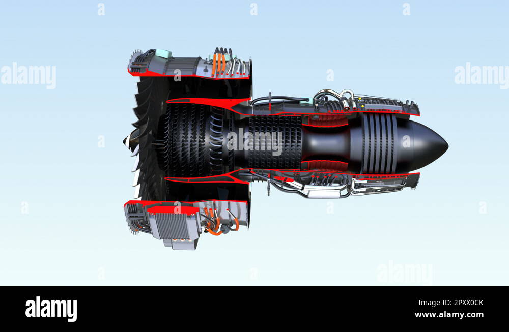 Cross section of turbofan jet engine with alpha channel Stock Video ...