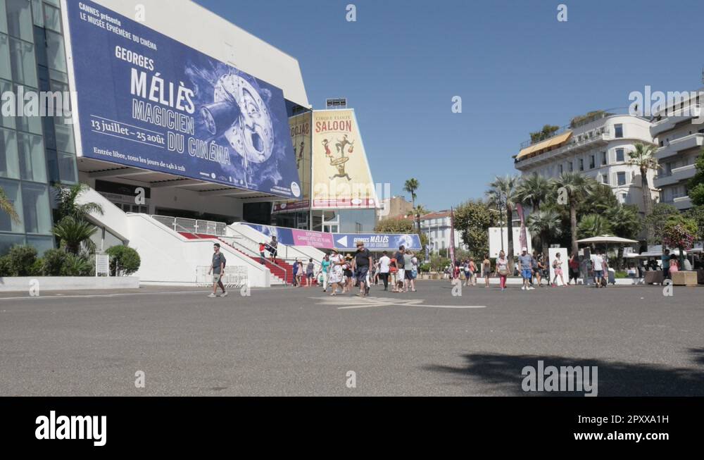Famous Cannes Film Festival theater crowded stairs and red carpet Stock ...