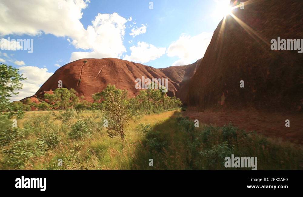 Pan shot of the Australian outback at sunset. Classic Australian desert ...