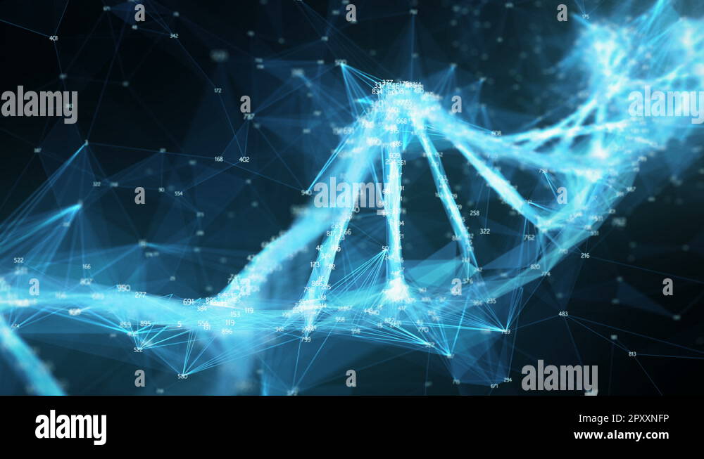 Motion Background Digital Polygon Plexus DNA molecule random digits Loop Stock Video Footage - Alamy