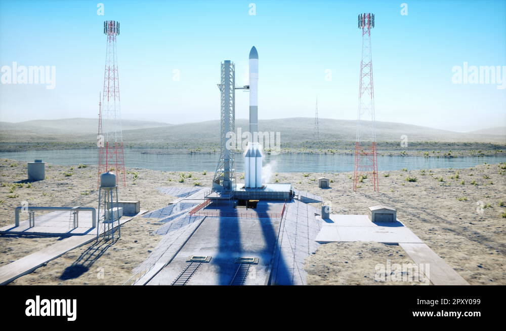 Rocket before the start animation. Space launch system. Realistic 4k ...