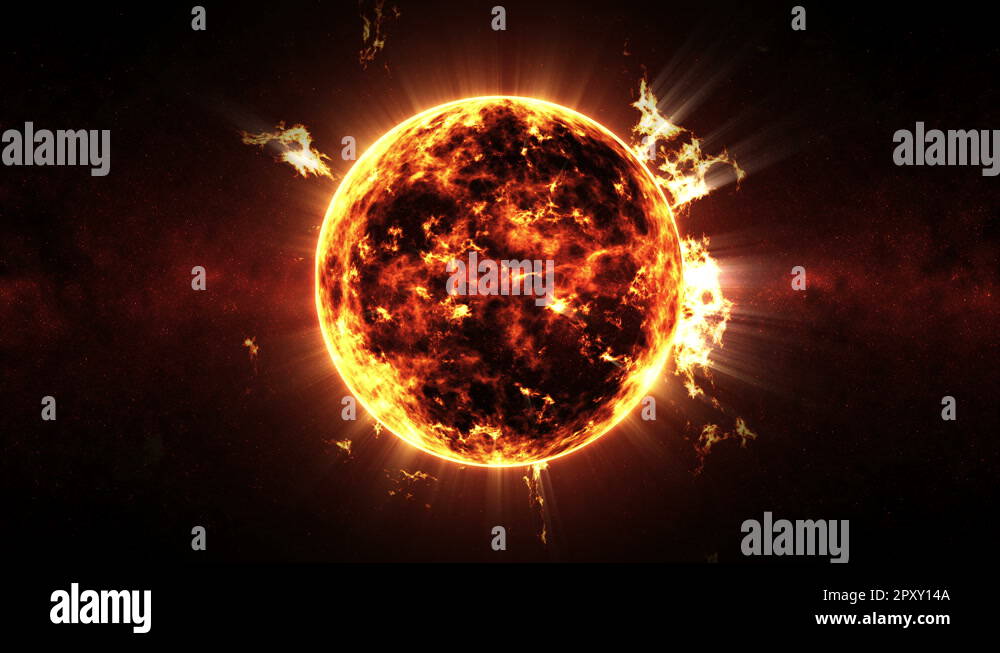 4K Animation of a Big Hot Red Sun Star Explode in Space with Shine ...