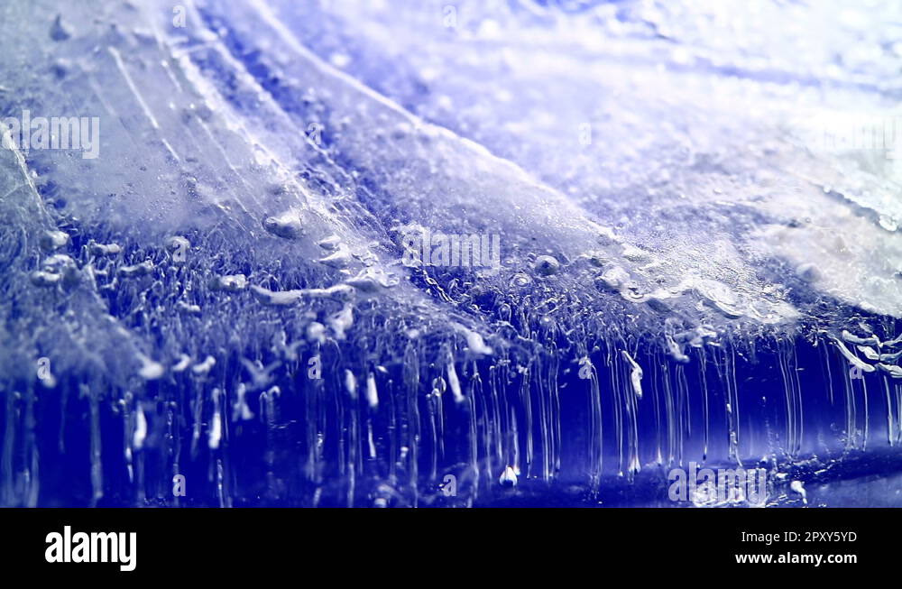 Internal structure of ice. The texture of the frozen water with air ...