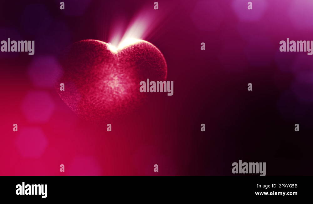 Loop 3d animation of glow particles form 3d red heart with depth of ...