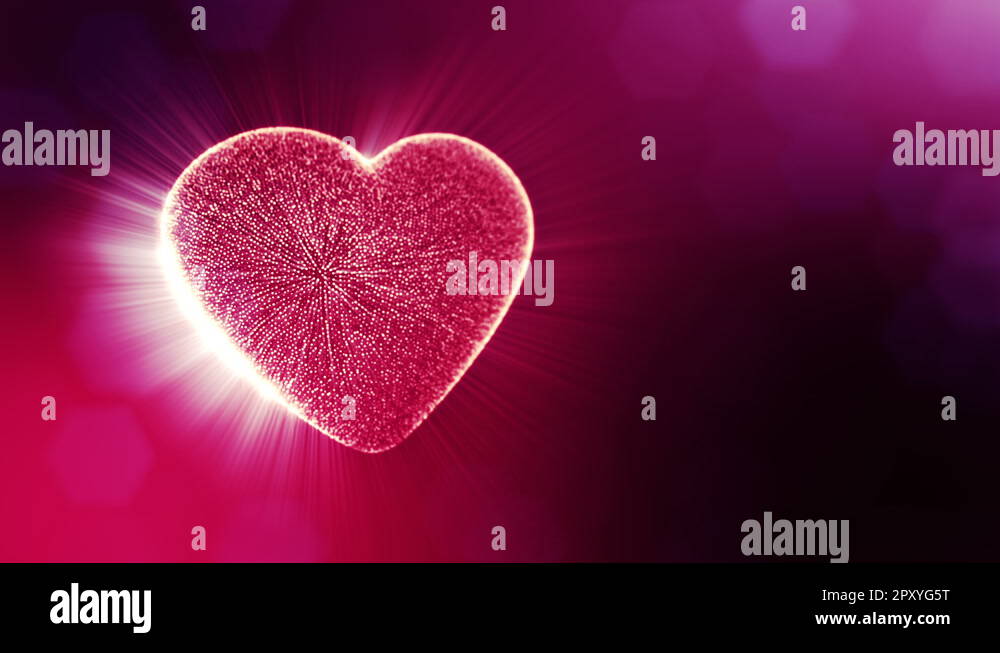 Loop 3d animation of glow particles form 3d red heart with depth of ...