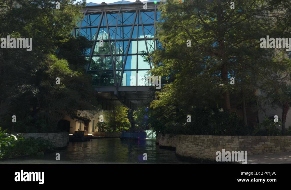 Floating Down River Underneath Glass Bridge River Walk San Antonio ...