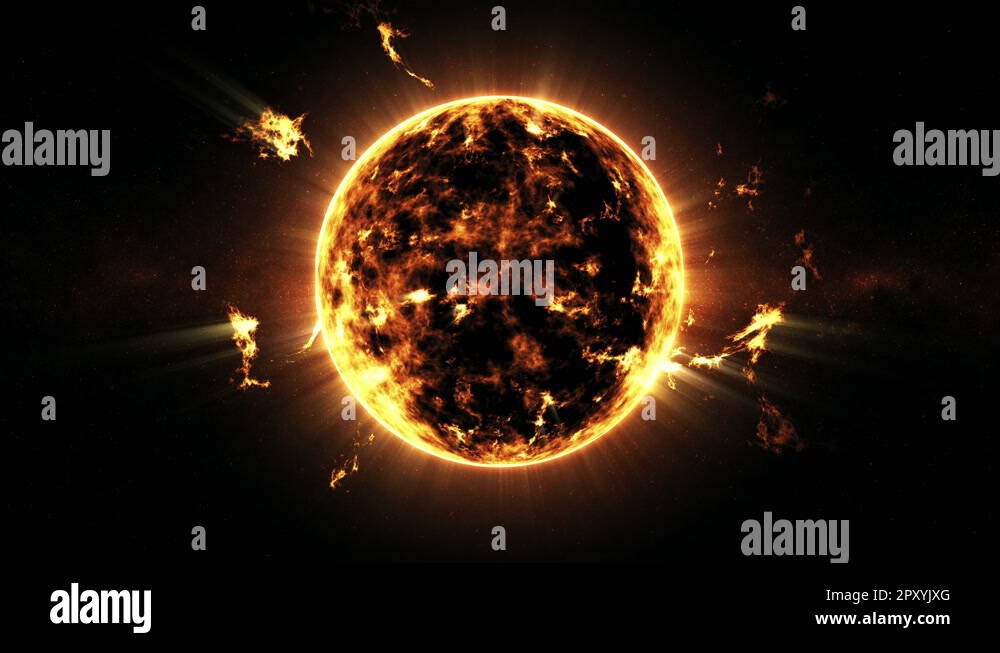 Seamless Looping Animation of a Big Hot Red Sun Star in Space with ...