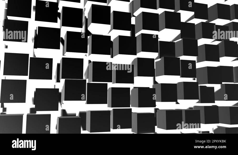 Matrix of small cubes. Smooth flight of the camera. CGI animation Stock ...