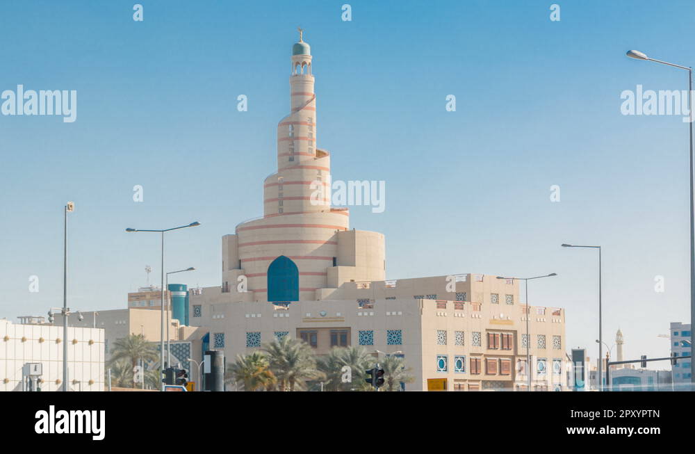 Doha qatar tower spiral islamic architecture building Stock Videos ...