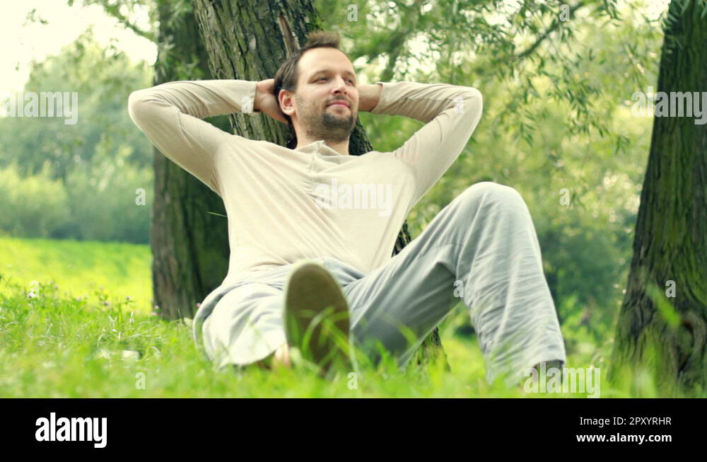 Man relaxing tree in park Stock Videos & Footage - HD and 4K Video ...