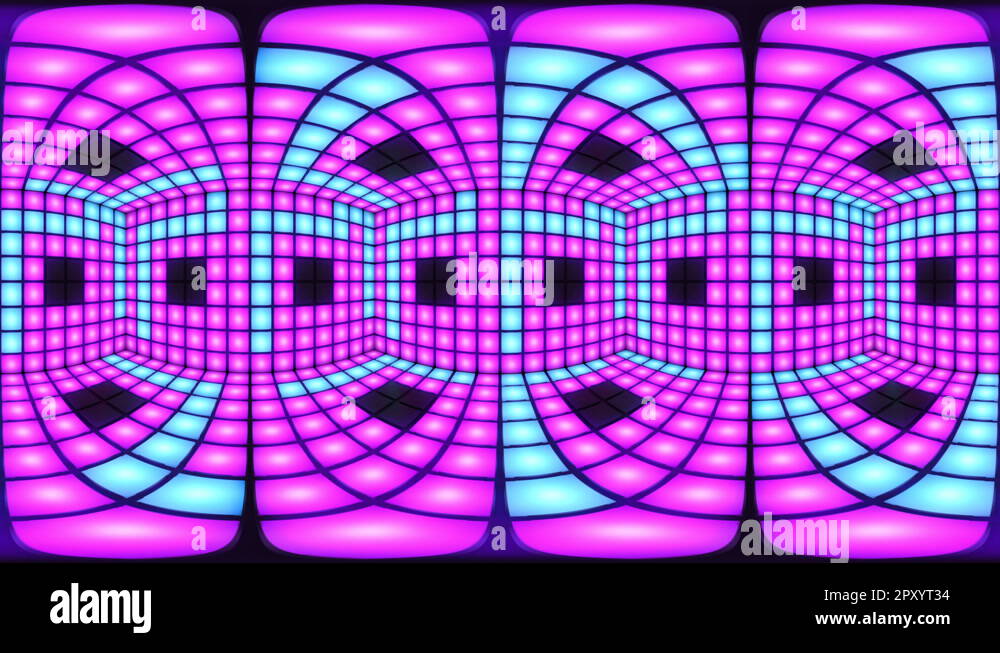 360 VR Colorful disco nightclub dance floor wall light grid background vj loop Stock Video ...