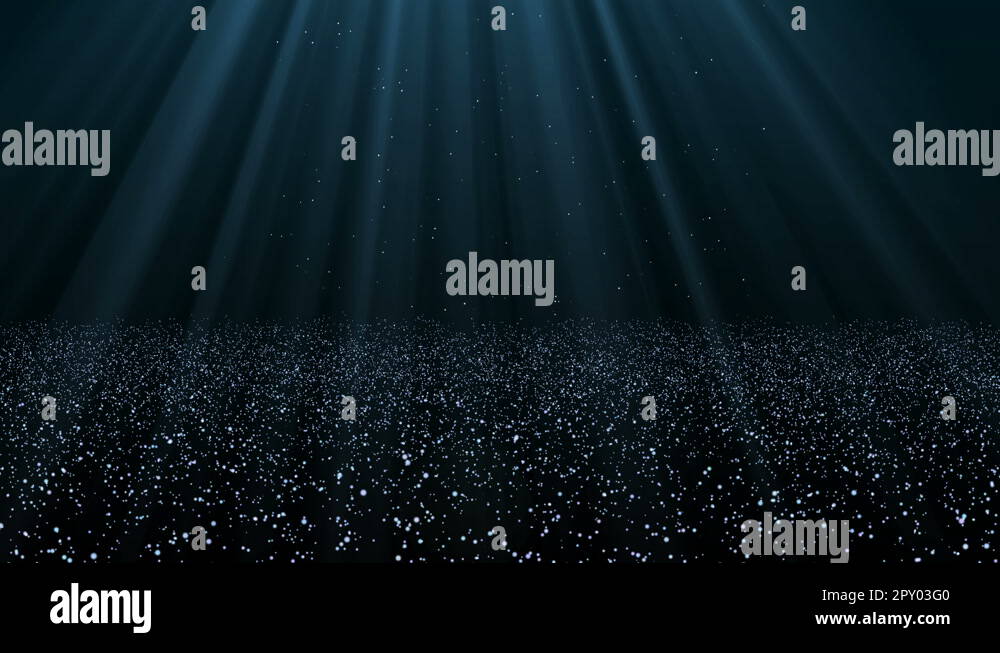 Ocean underwater with floating plankton and Light rays shining through ...