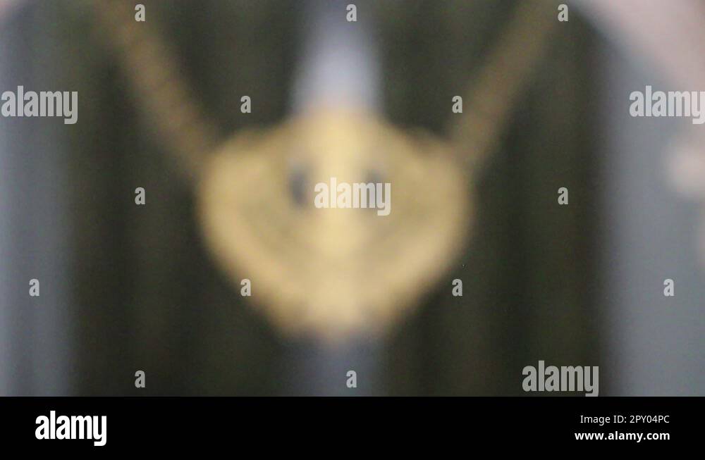 Khanda symbol of Sikhism hanging inside Gurdwara Panja Sahib Stock ...