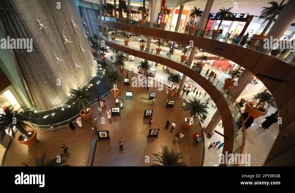 Top view on visitors inside Dubai Mall in Dubai, UAE Stock Video Footage - Alamy