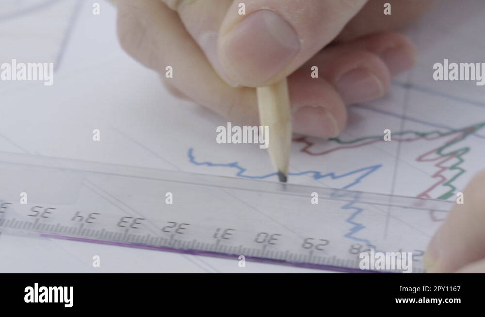 Close-up of fingers draw a line on a ruler on a color chart Stock Video ...