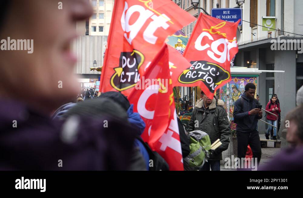 Protesters in front of merry-go-round carousel in France during protest ...