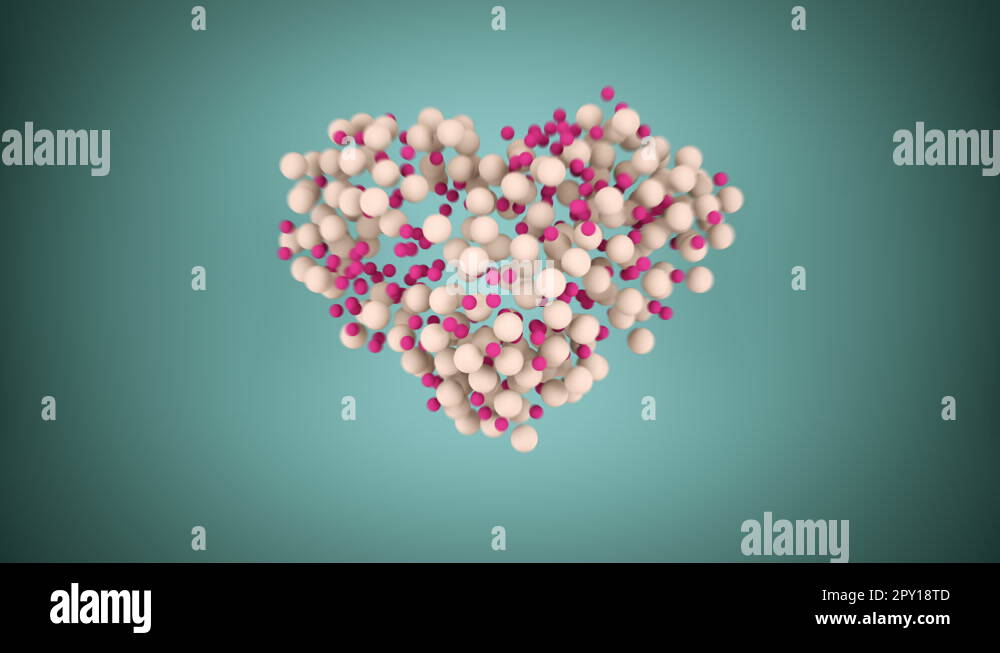 Heart shape from balls 3D render seamless loop animation 4k UHD ...
