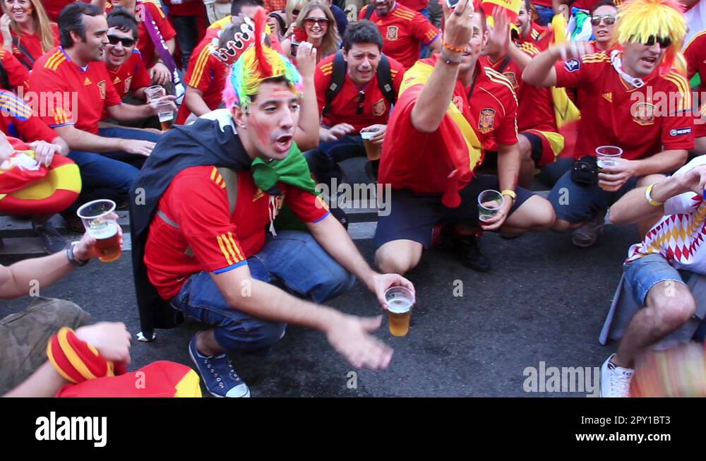 Spanish football fans before final match of European Football ...