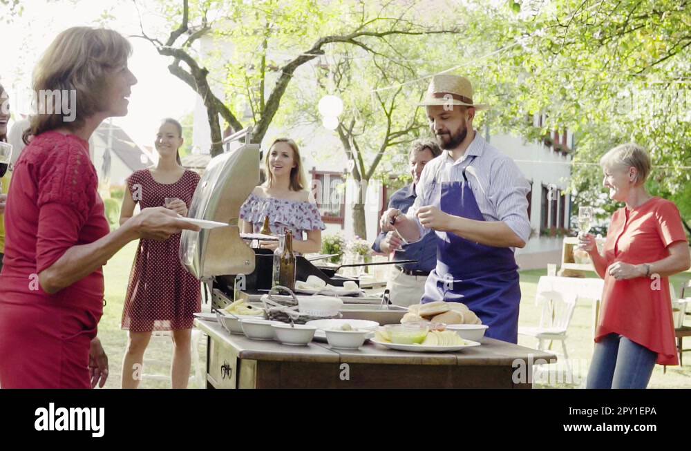 Family celebration barbecue party outside Stock Videos & Footage - HD ...