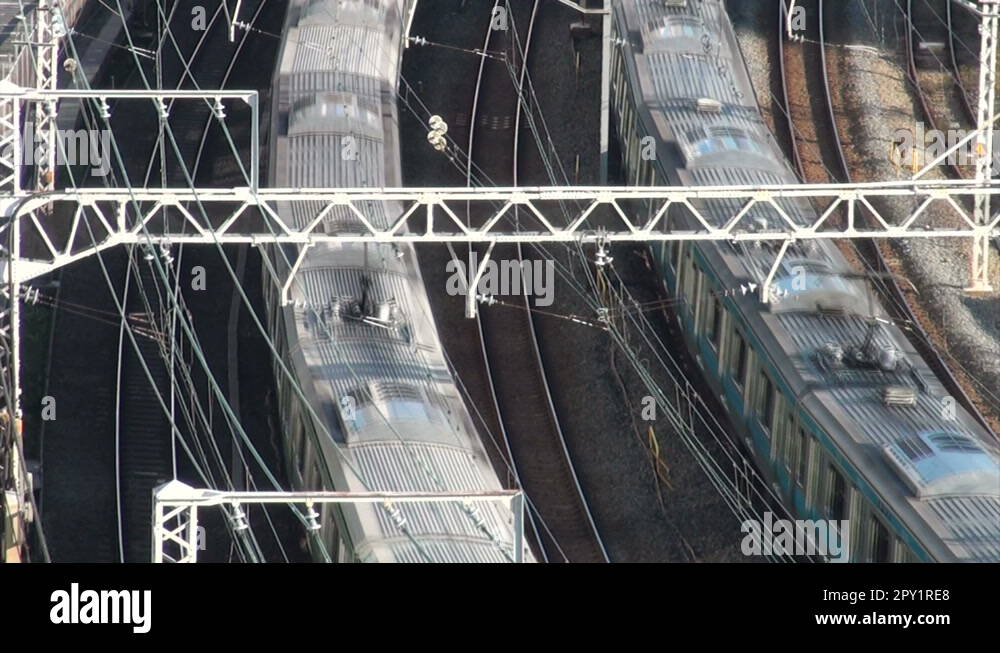 Two commuter trains in Tokyo, transportation, public transport, Japan ...