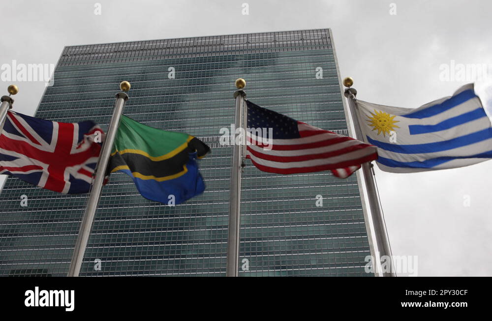 United Nations Building Headquarters International Flags UN Council ...