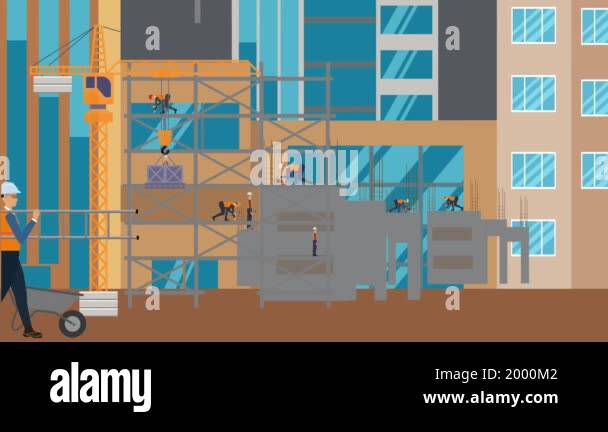 Construction site area, working on the edge of town with engineers and ...