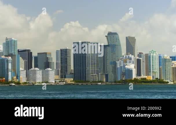 Miami Brickell in Florida, USA. Time-lapse of American downtown office ...