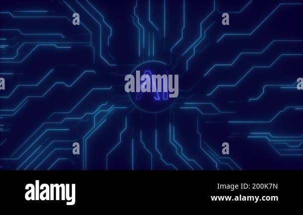 Digital Data moving on Circuit Board CPU high tech Artificial ...