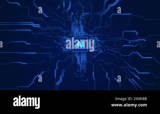 3D Futuristic AI artificial intelligence data mining circuit board electronic deep learning ...