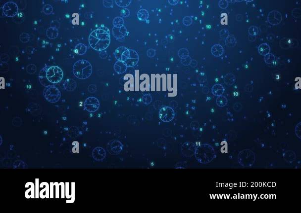 Clocks Technology Tunnel Animation, Background. Classic Clock time ...