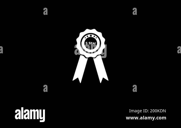 White ribbon icon excellence and achievement 5 Star quality, success ...