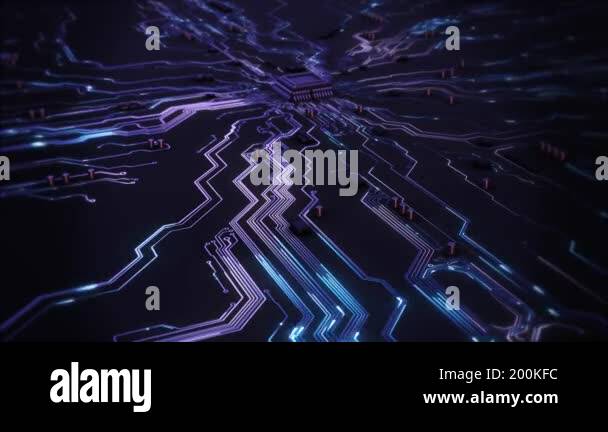 Blue AI microchip Motherboard abstract circuit board Artificial Intelligence concept. Futuristic ...