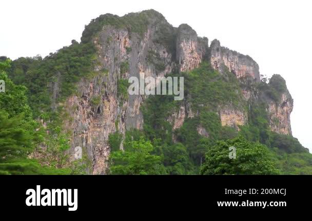 Beautiful tropical paradise panorama view of the limestone rocks cliffs ...