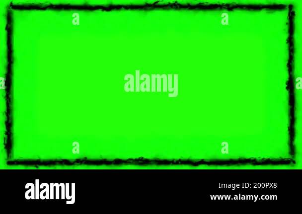 black fire face cam frame overlay isolated on green screen (chroma key ...